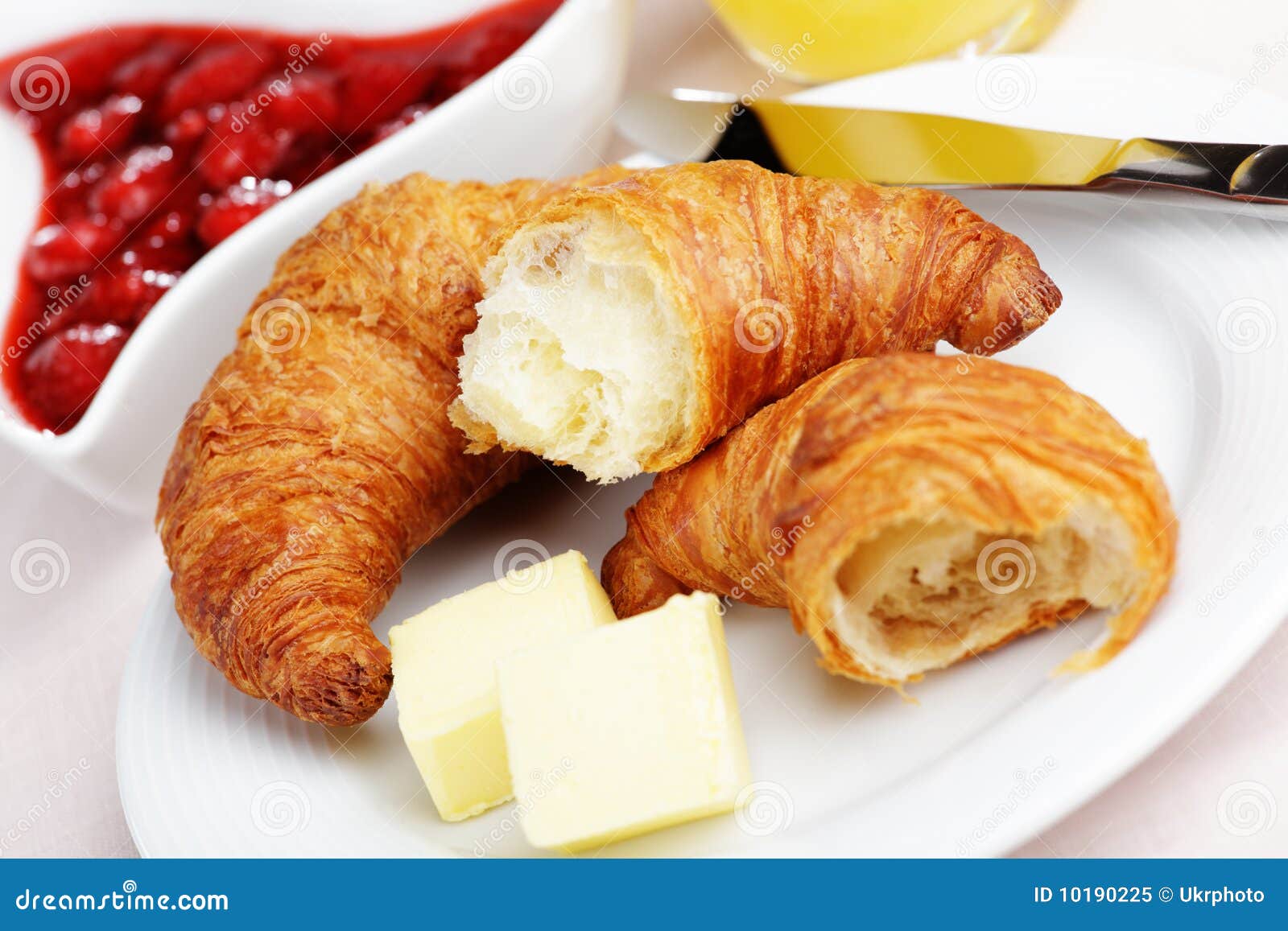 French Breakfast, Fresh Baked Croissant Buttery Pastry Served With ...
