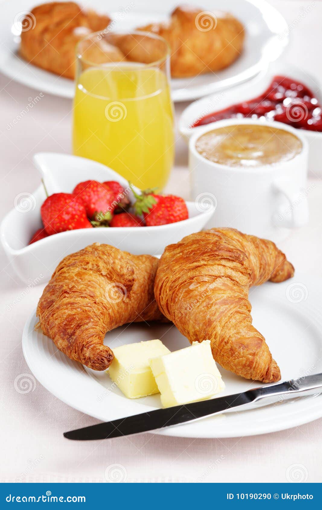 French Breakfast, Fresh Baked Croissant Buttery Pastry Served With ...
