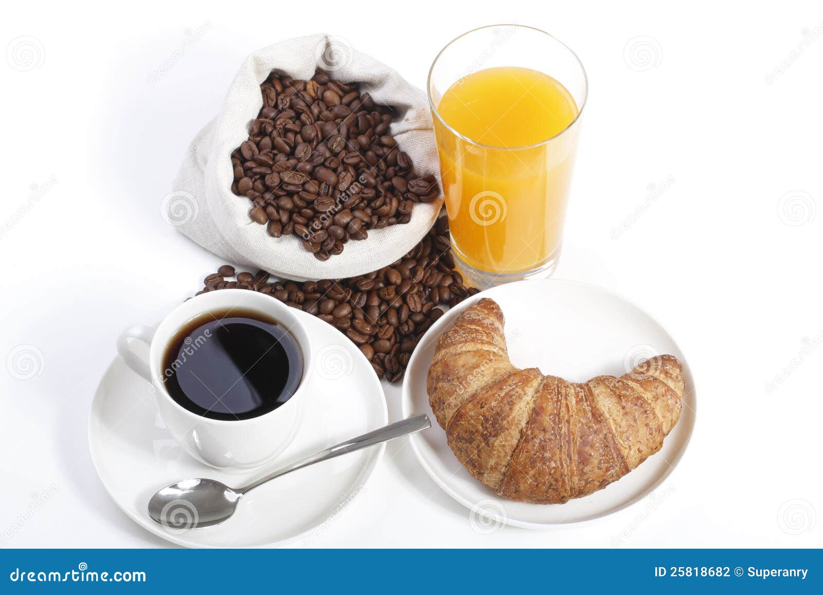 French Breakfast from Coffee Cup with Orange Juice Stock Photo - Image ...