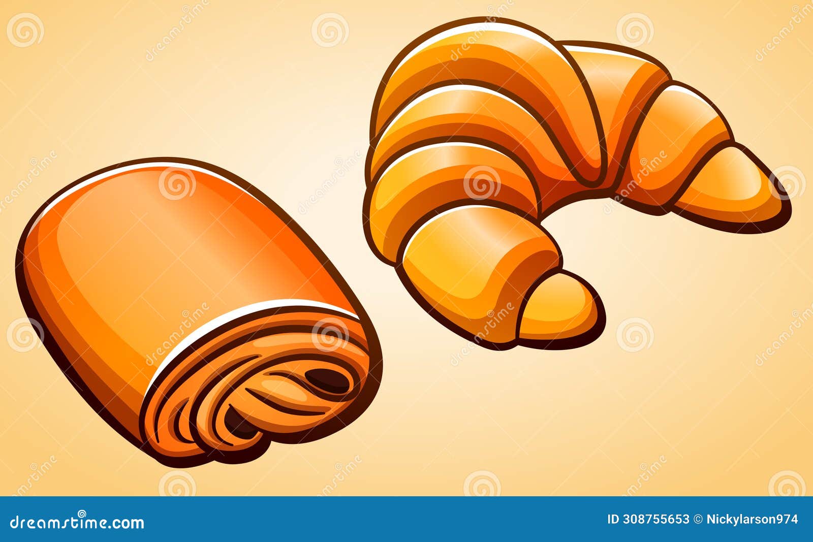 French Breakfast Pastries Isolated Cartoon Stock Vector - Illustration ...