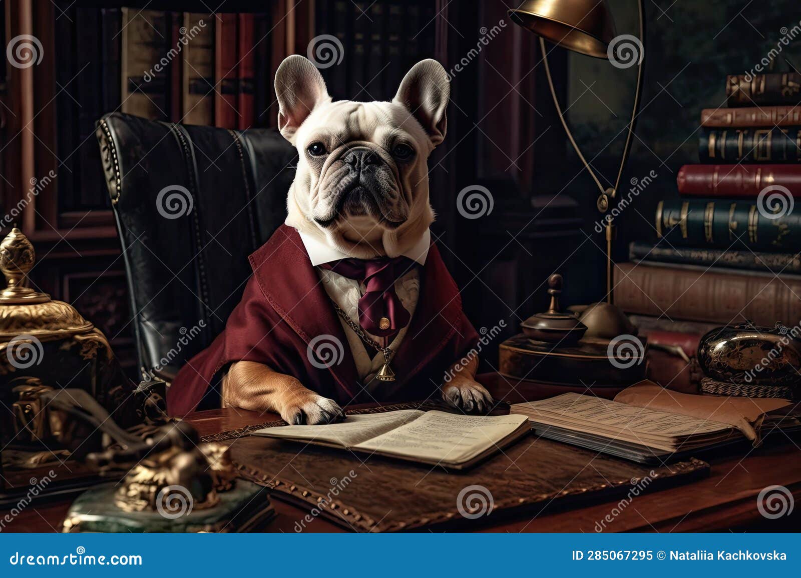 French Bulldog in Aristocratic Suit Stock Illustration - Illustration ...