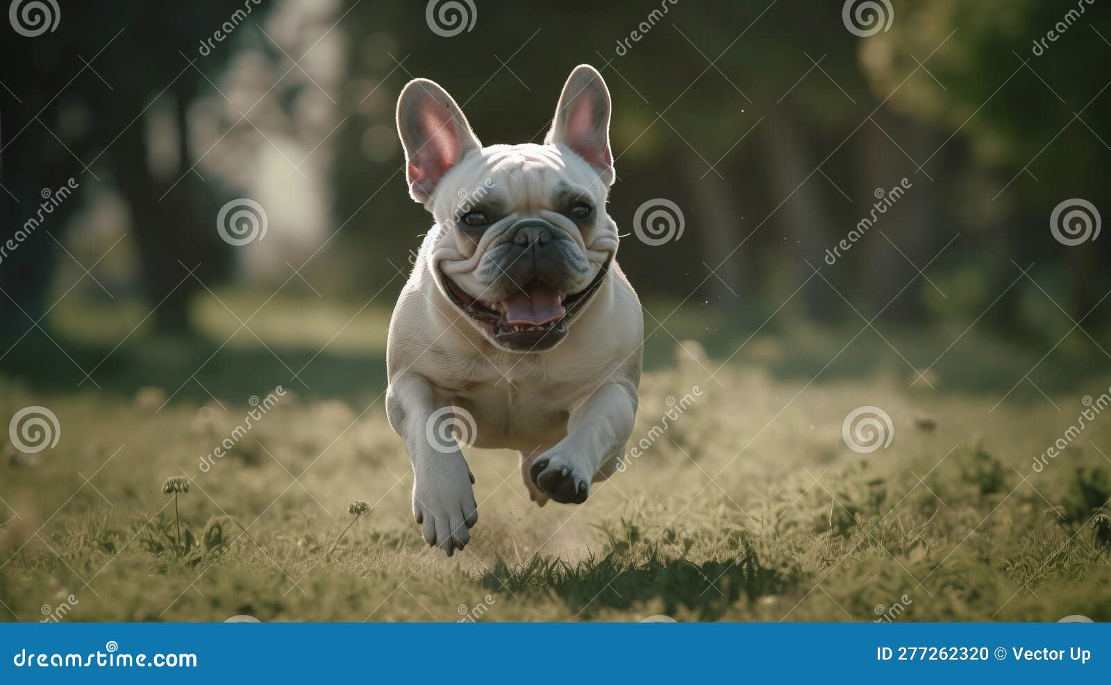French Bulldog Running on the Lawn. Generative AI Stock Photo - Image ...