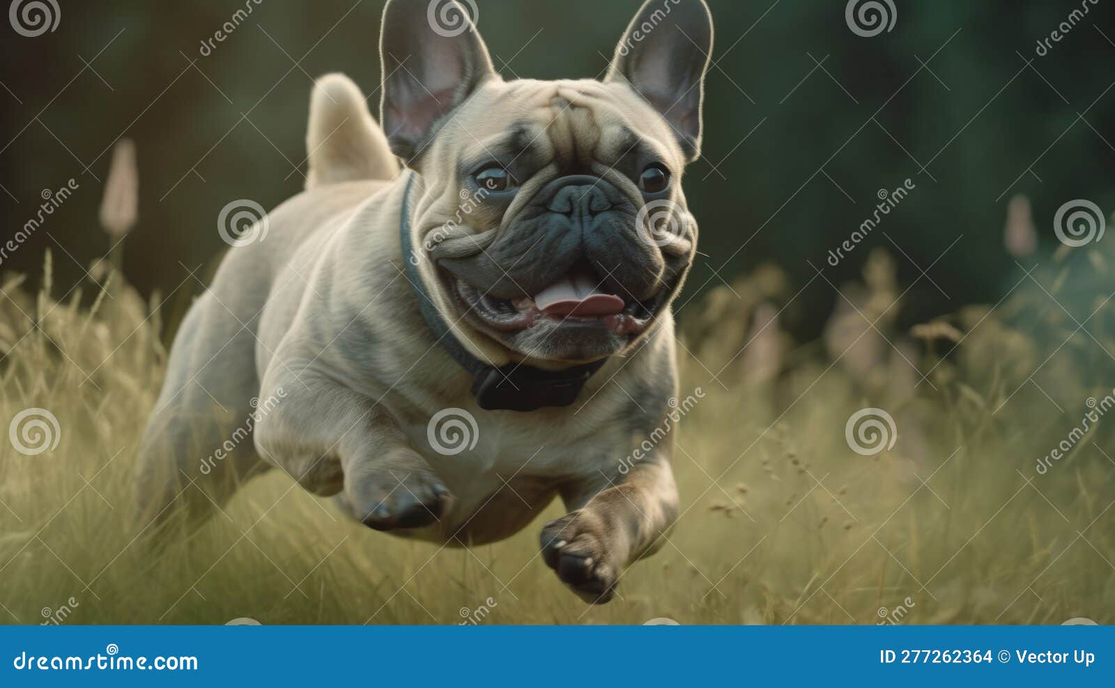 French Bulldog Running on the Lawn. Generative AI Stock Photo - Image ...