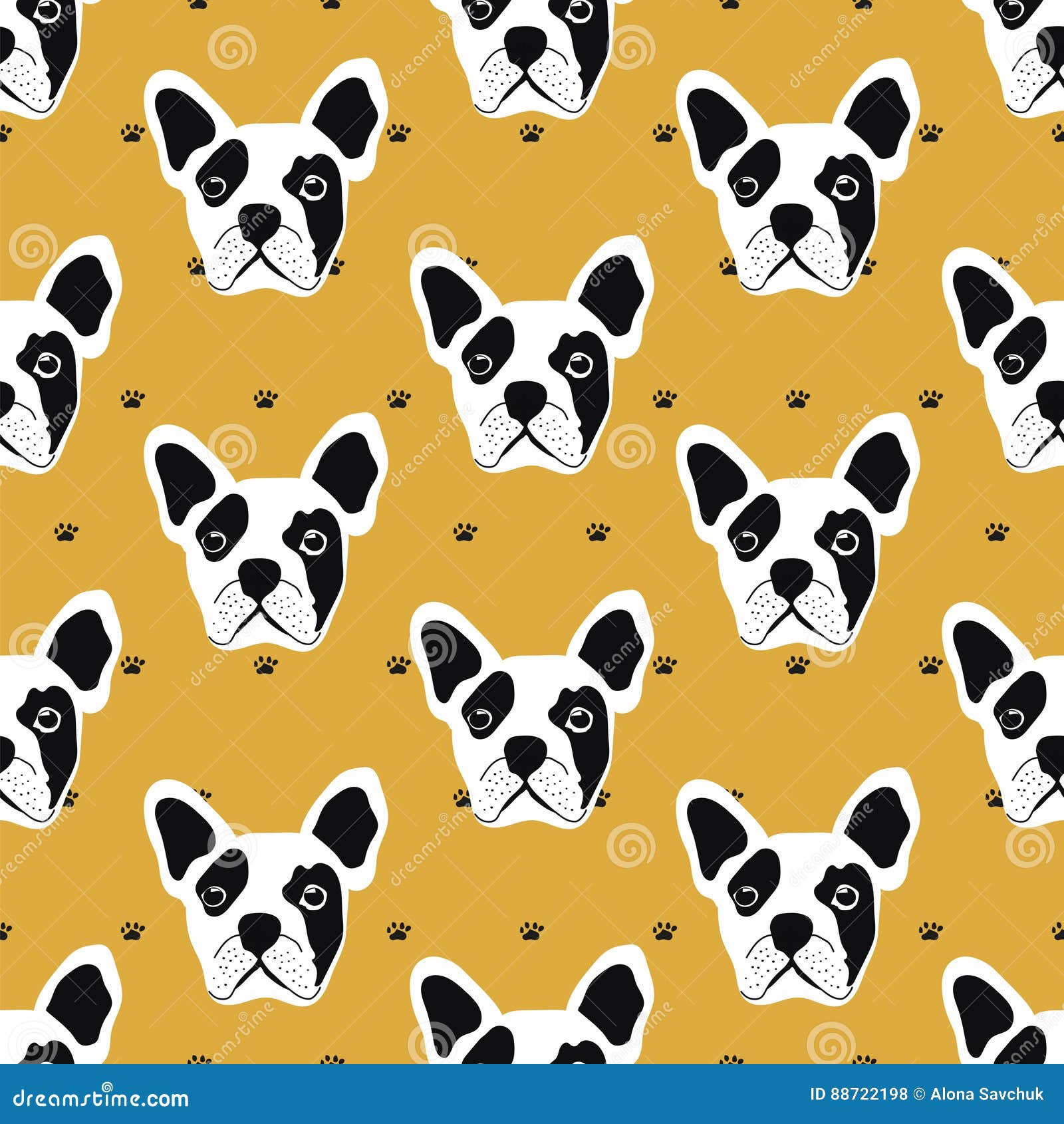 French Bulldog Seamless Pattern Stock Vector - Illustration of colors ...