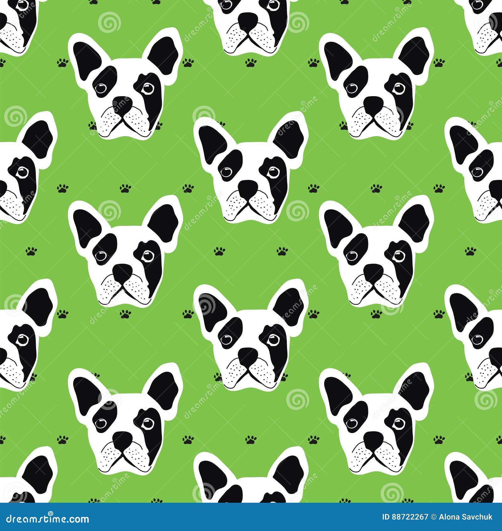 French Bulldog Seamless Pattern Stock Vector - Illustration of face ...