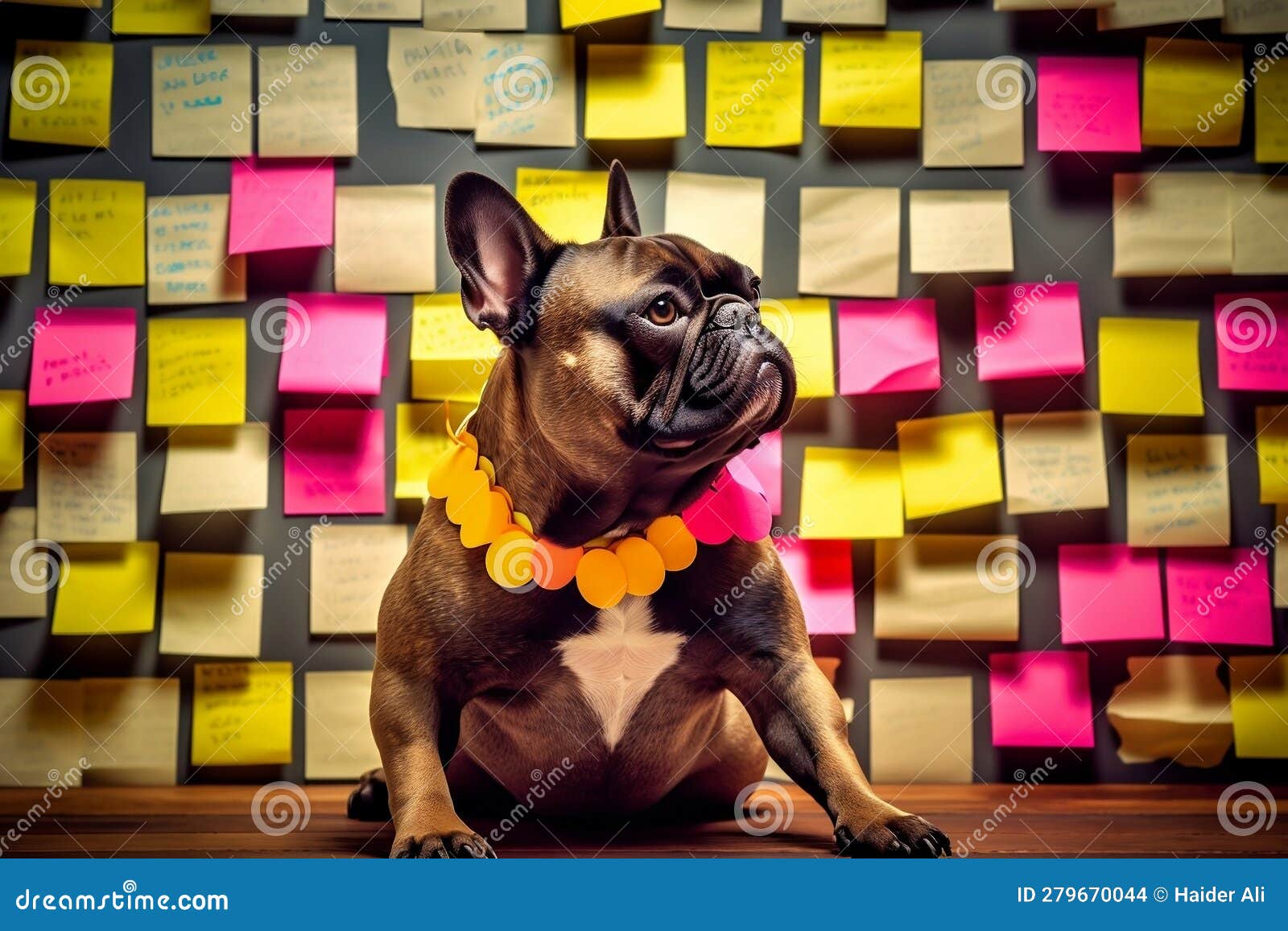 French Bulldog with Sticky Notes Image. Generative AI Stock ...