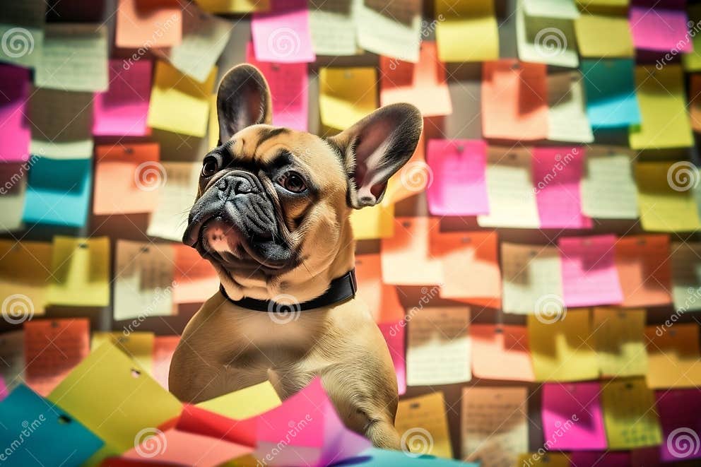 French Bulldog with Sticky Notes Image. Generative AI Stock ...