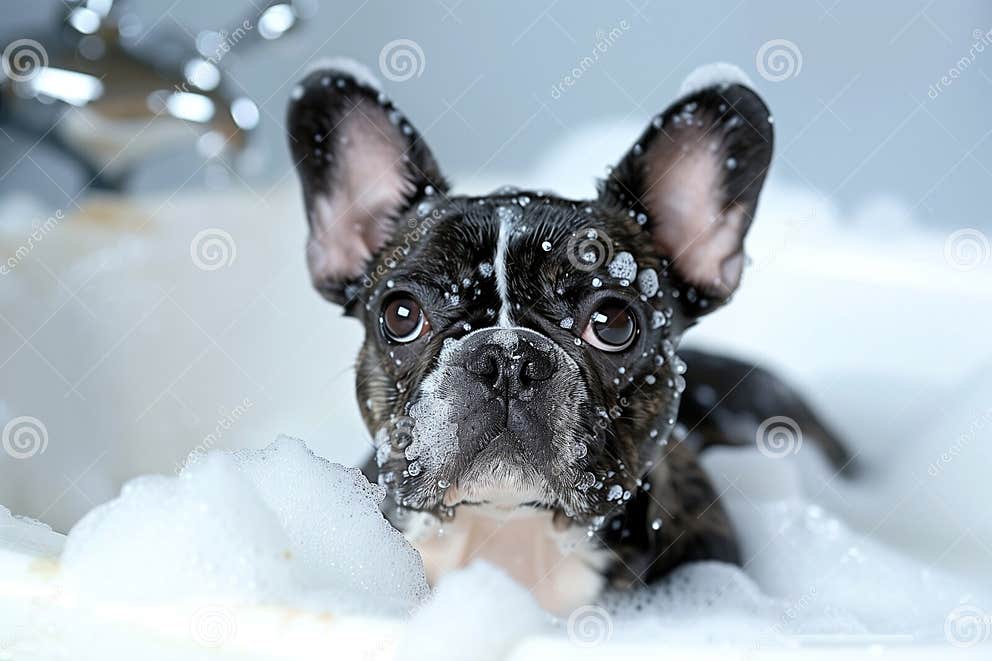 French Bulldog Taking a Bath Ai Photo Stock Illustration - Illustration ... French Bulldog Taking a Bath Ai Photo Stock Illustration - Illustration ...