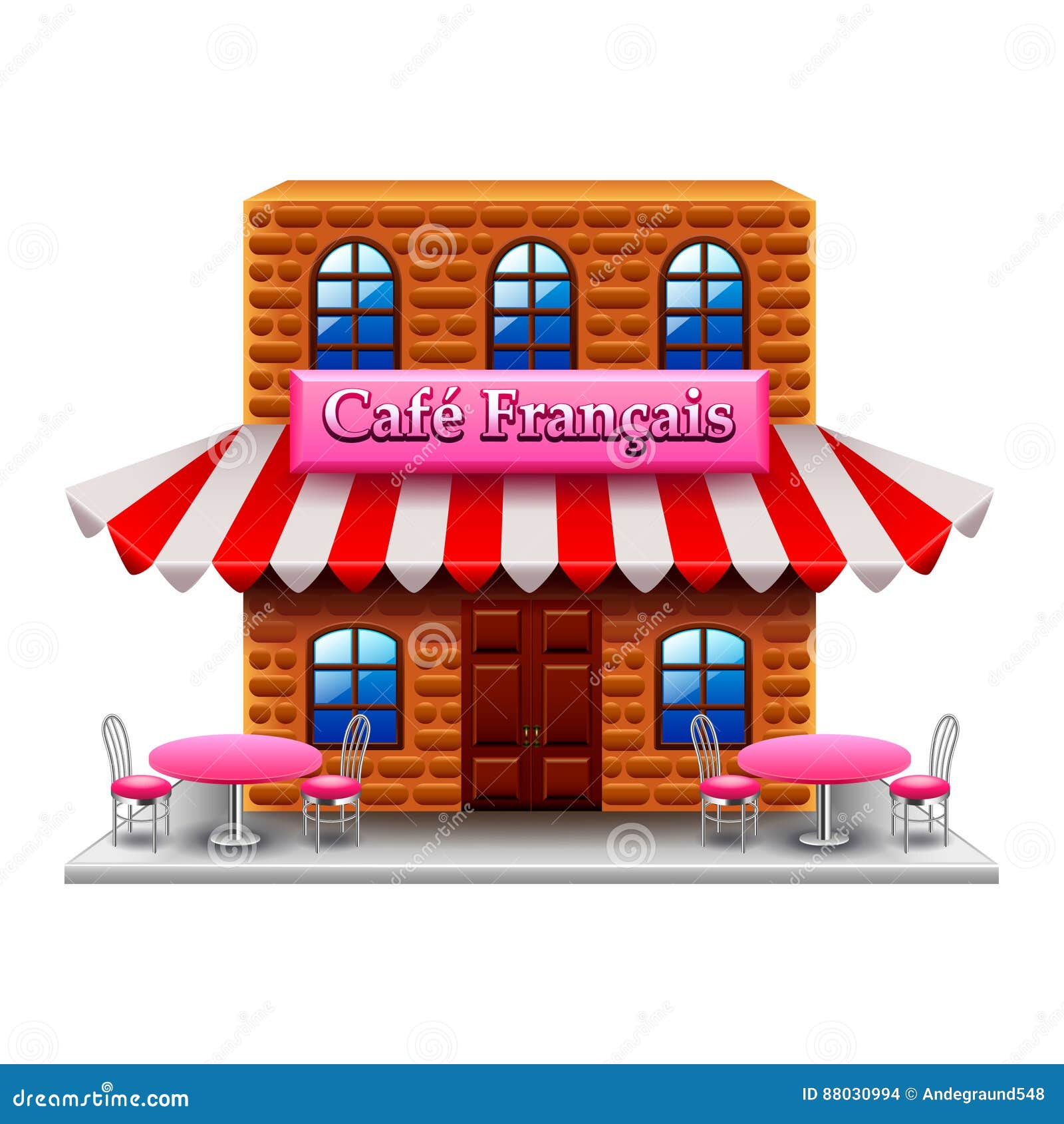 French Cafe Isolated on White Vector Stock Vector - Illustration of ...