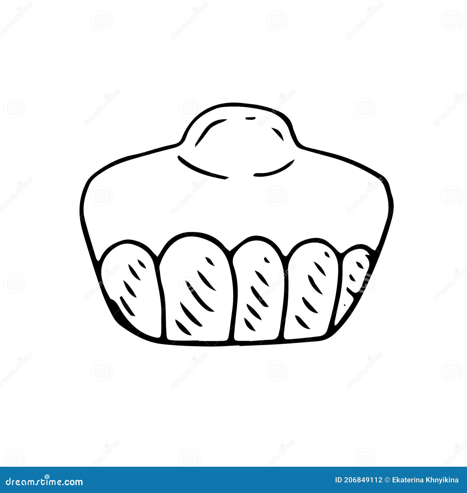 French Cake Brioche, Vector Hand Drawing Doodle Illustration Stock ...