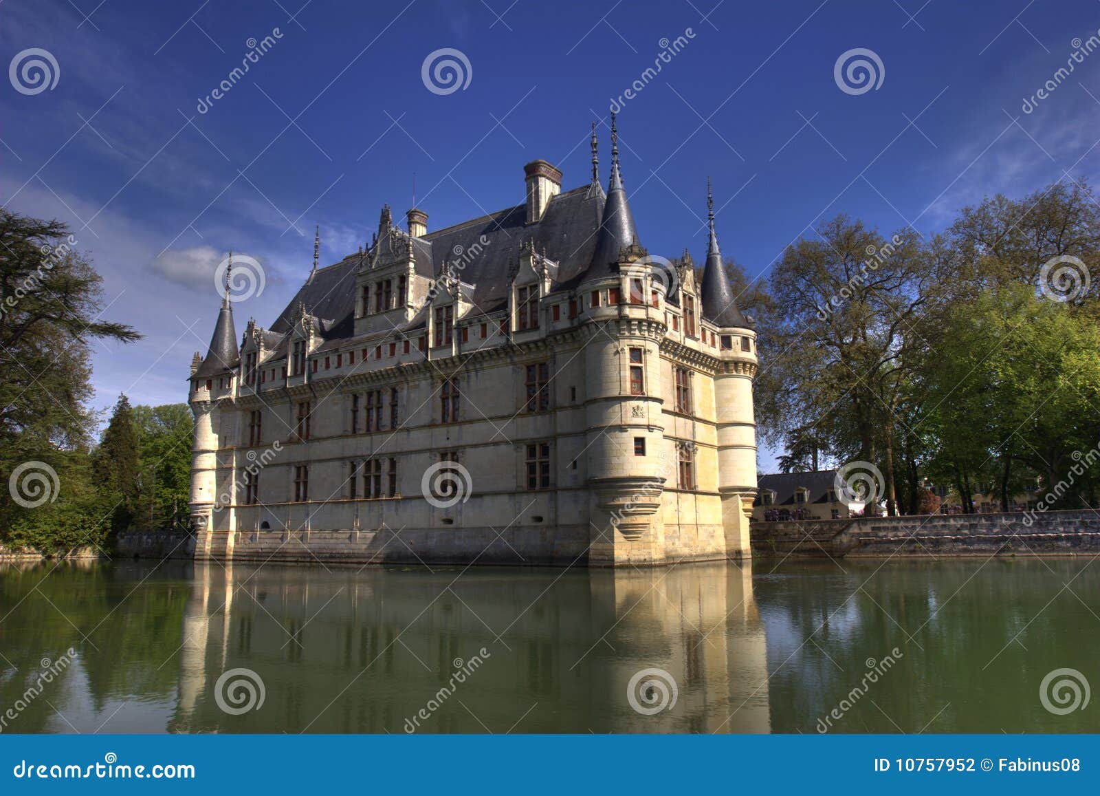 French Castle with Water Reflect Stock Photo - Image of beautiful ...