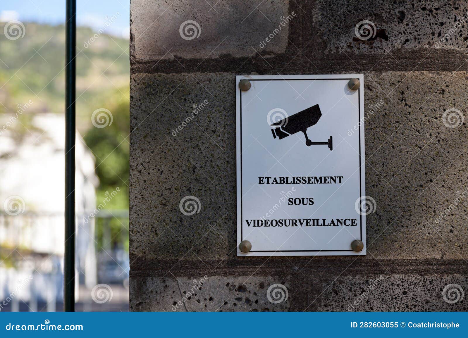 French CCTV warning sign stock image. Image of sous - 282603055