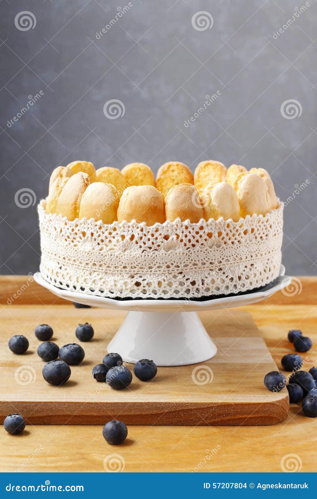French Charlotte Cake with Blueberries Stock Photo - Image of juicy ...