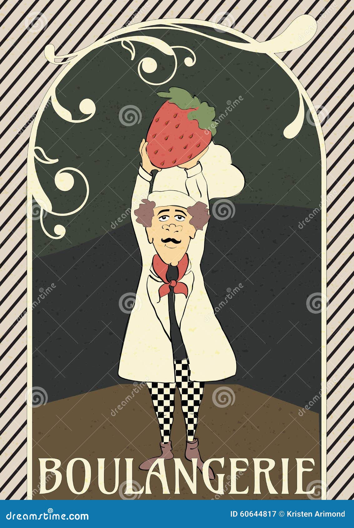 French Chef Rides A Bicycle And Carries Baguettes, Comic Outline ...