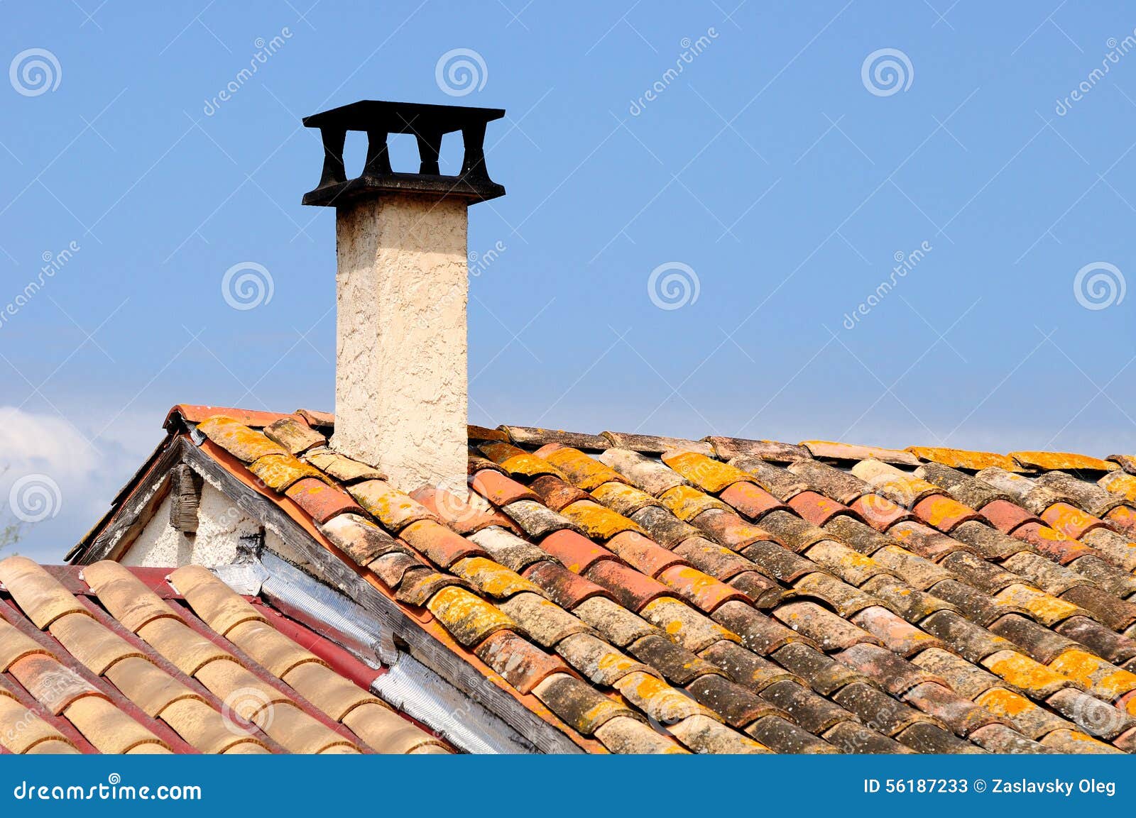 French chimney. stock image. Image of unclouded, stone - 56187233