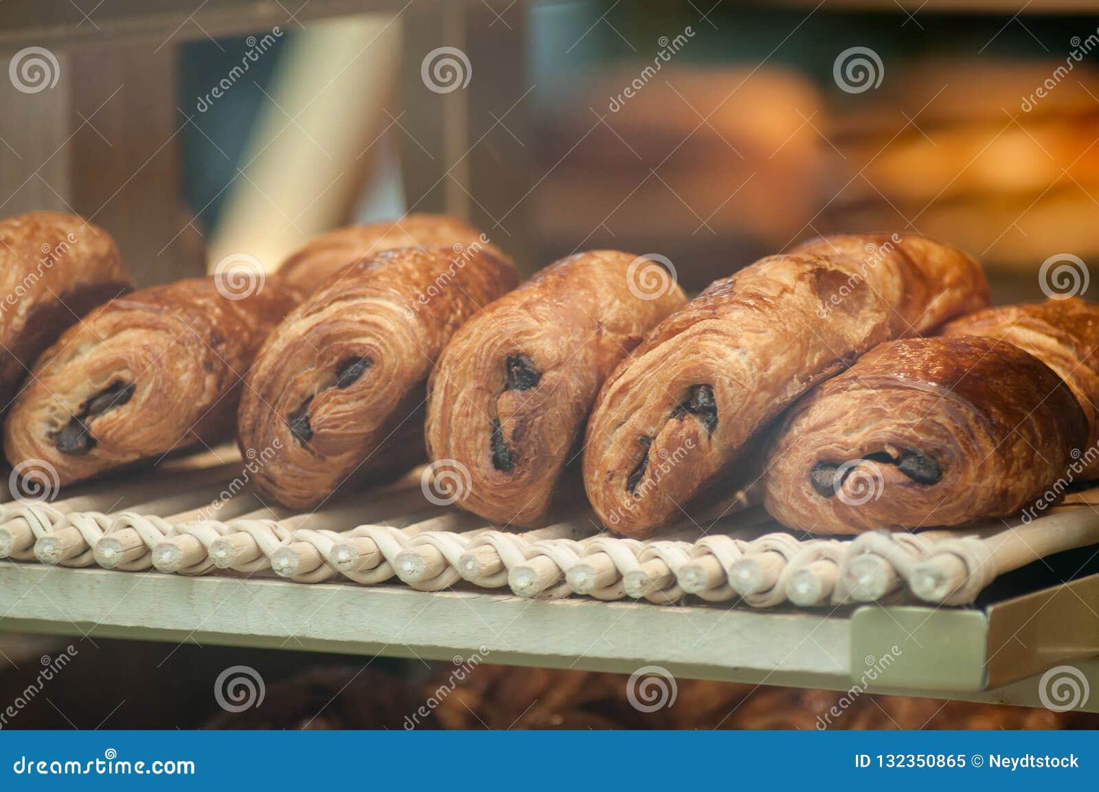 French Chocolatine in Bakery Stock Image - Image of dough, pastry ...