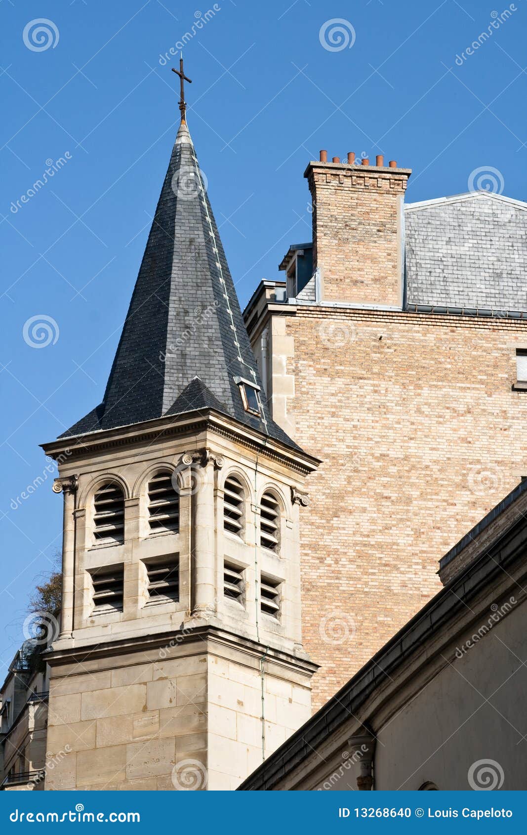 French Church with Classical Buildings Stock Photo - Image of catholic ...
