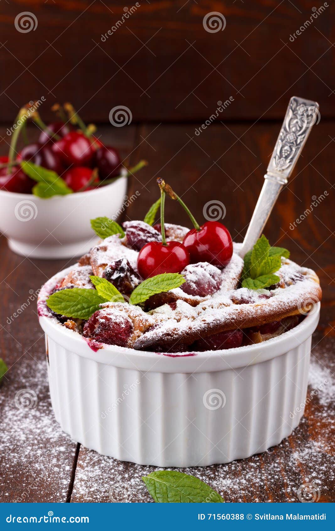 French Clafoutis with Cherry Stock Photo - Image of homemade, cherries ...