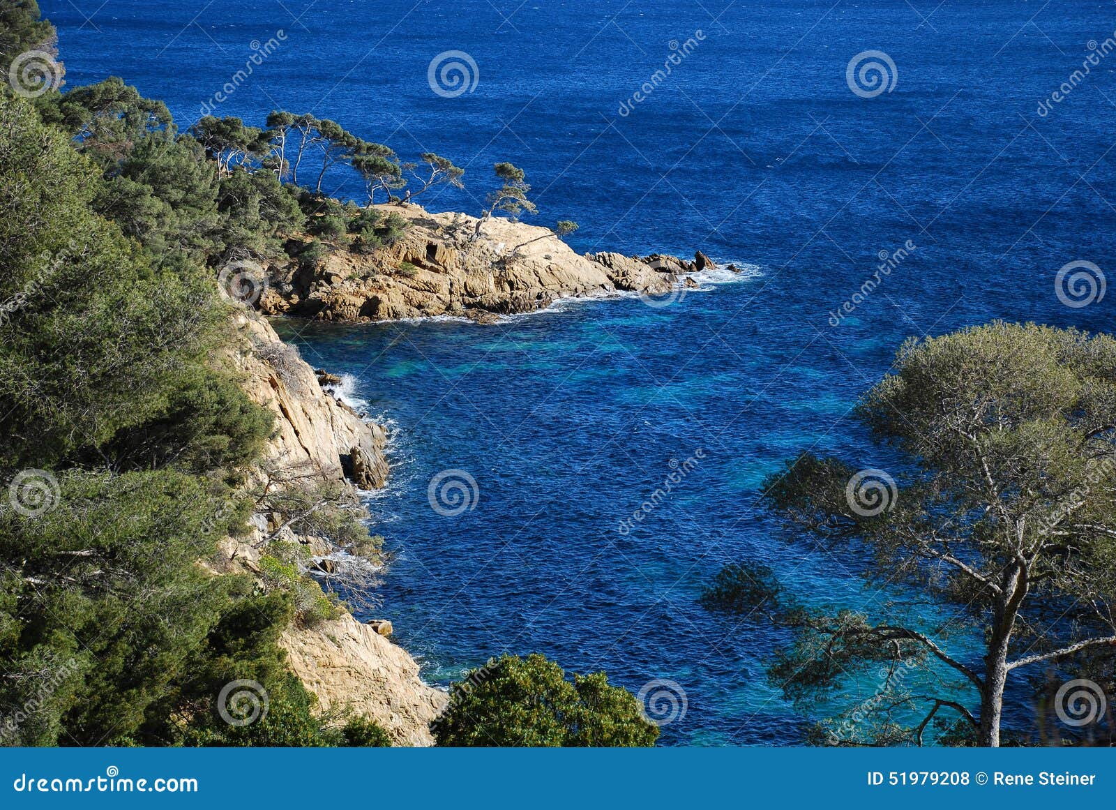 French Coast Line with Rocks and Trees Stock Photo - Image of rocks ...