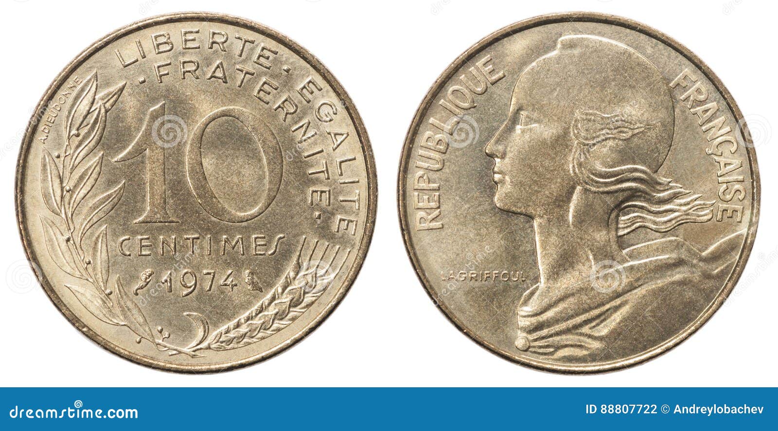 French coin 10 centimes stock photo. Image of france - 88807722