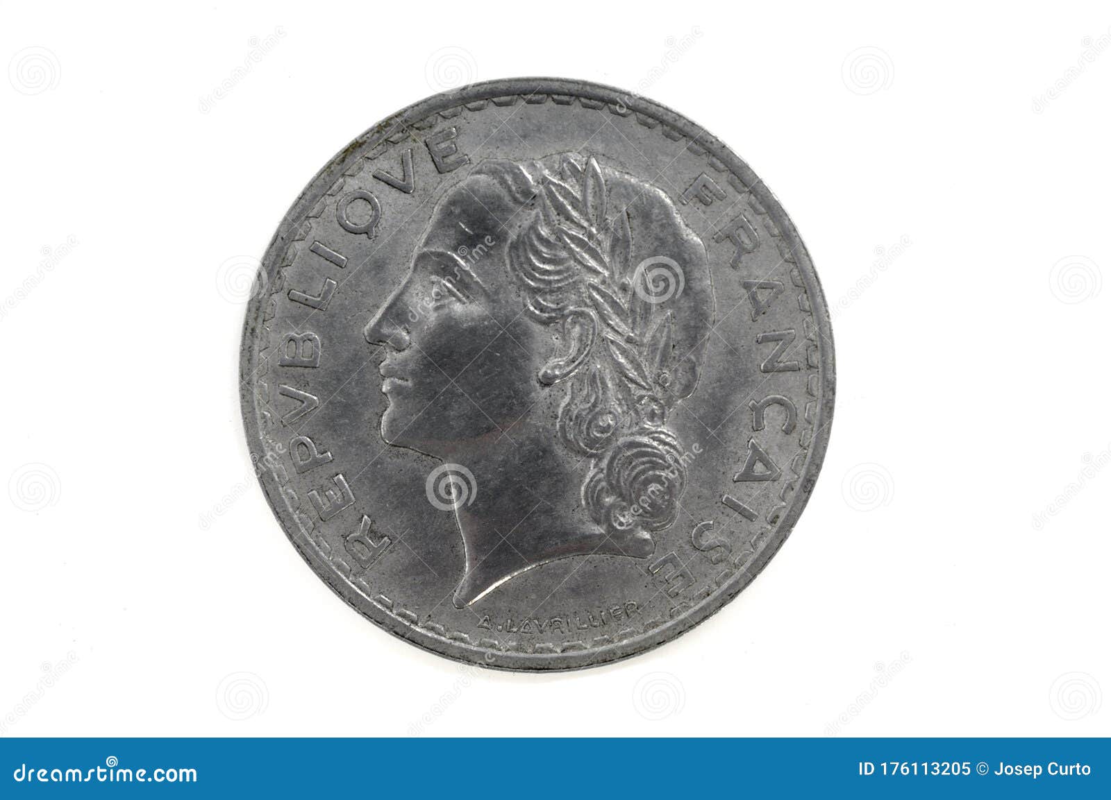 A French Coin, Five Francs, from 1950 Stock Image - Image of century ...