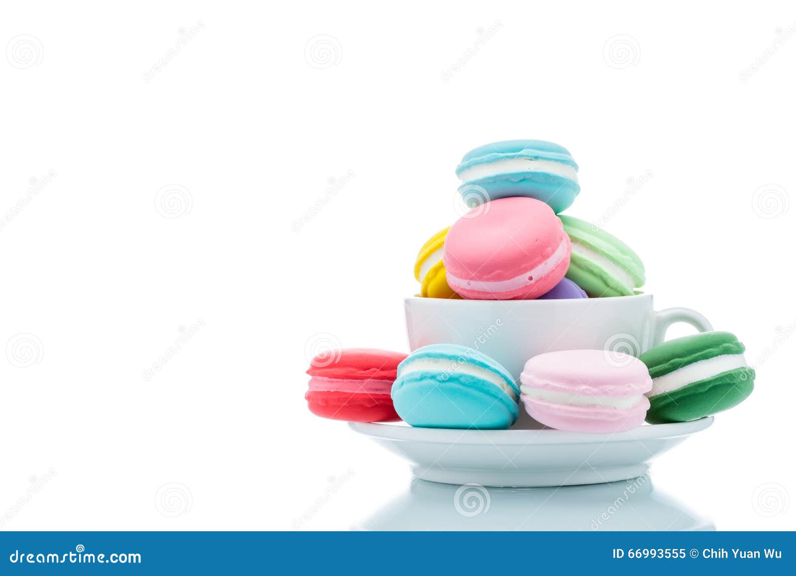 French Colorful Macarons Stacks In Coffee Cup Stock Image - Image of ...