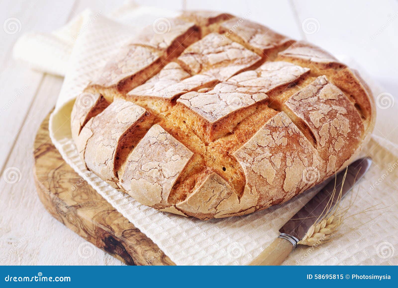 French country bread stock image. Image of campagne, round - 58695815