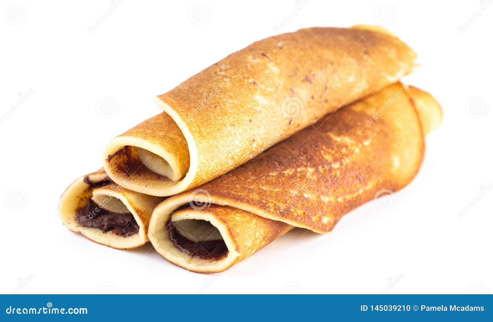 French Crepes with Chocolate Hazelnut Spread Stock Photo - Image of ...