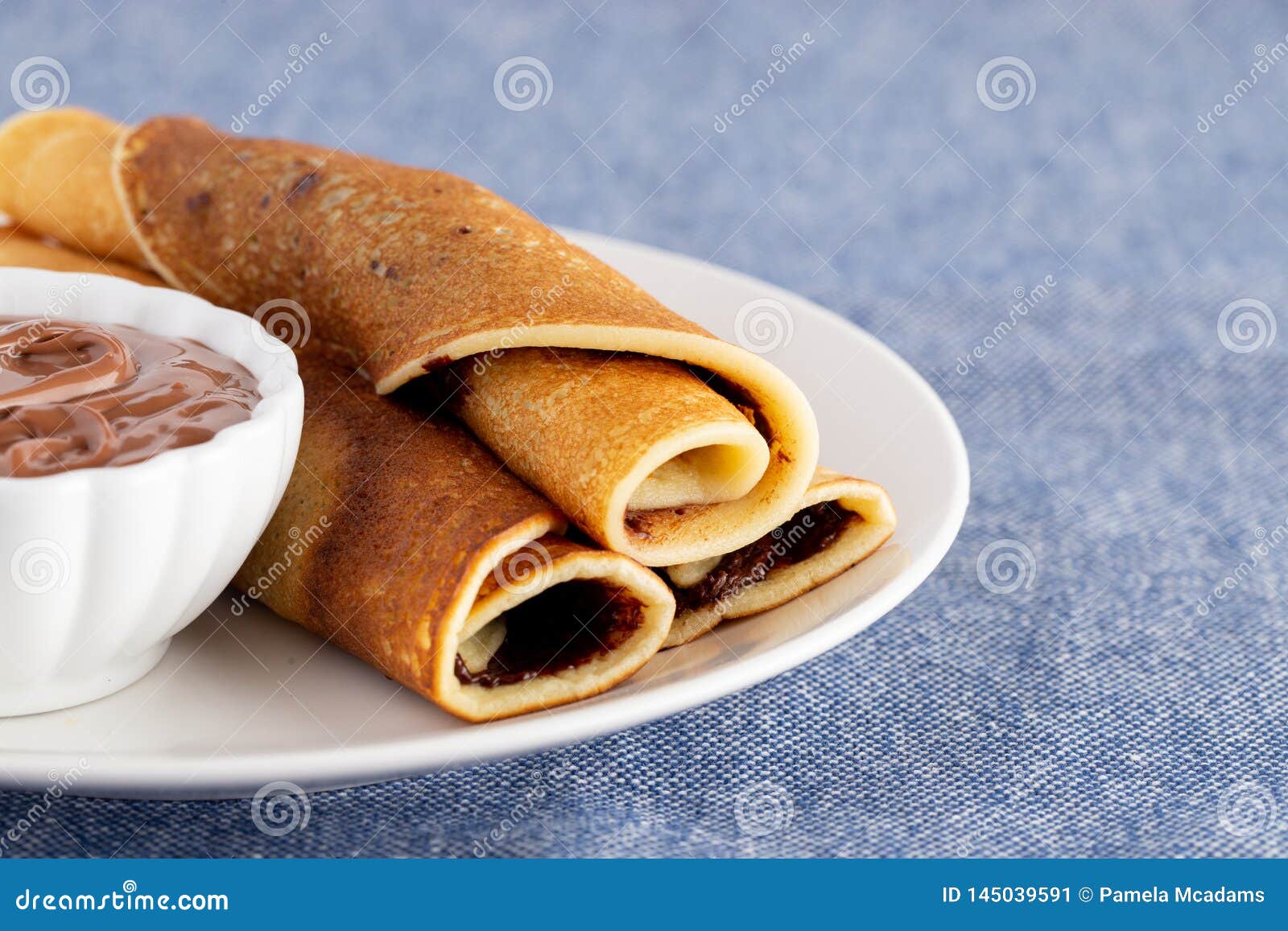 French Crepes with Chocolate Hazelnut Spread Stock Image - Image of ...