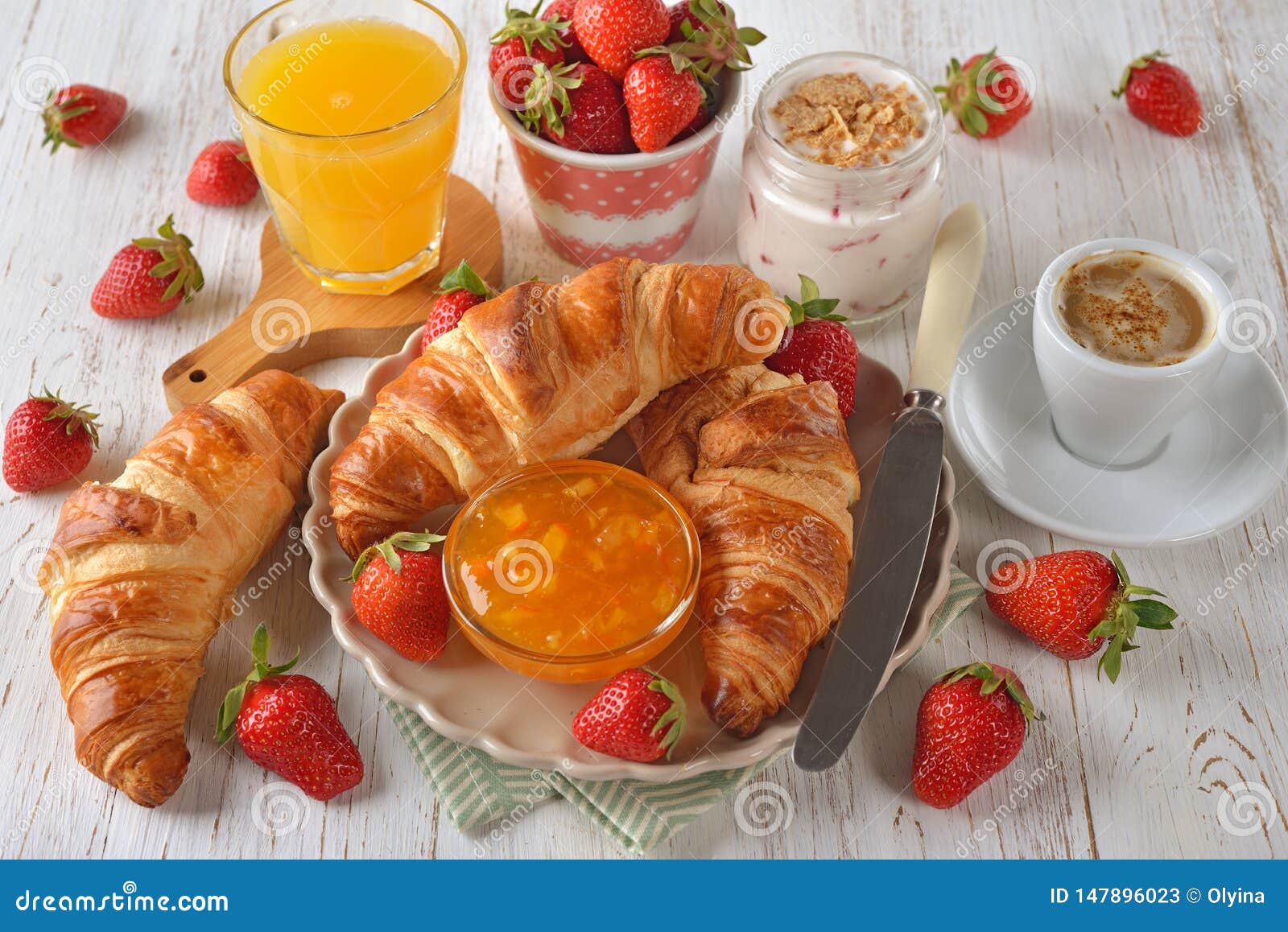 French Croissant for Breakfast Stock Image - Image of sweet, dessert ...