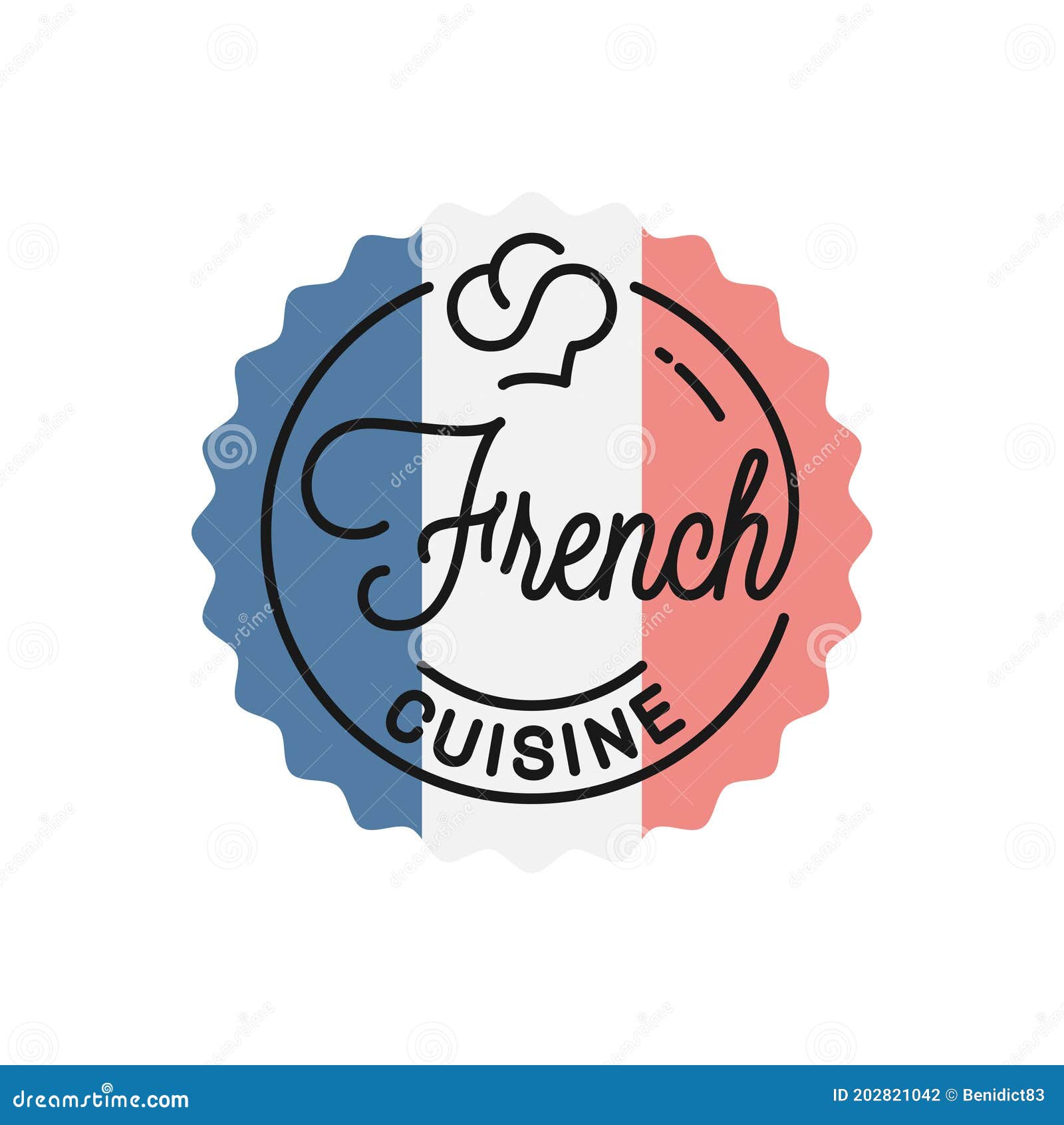 French Cuisine Logo. Round Linear of French Flag Stock Vector ...