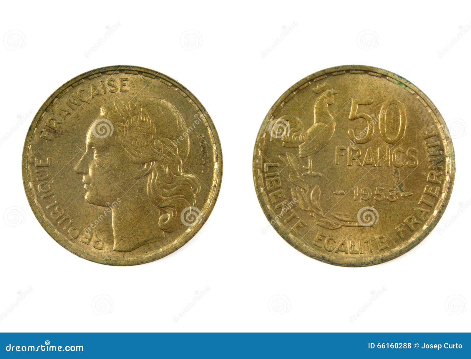 French Currency of the Twentieth Century 50 Franc S 1953 Stock Photo ...
