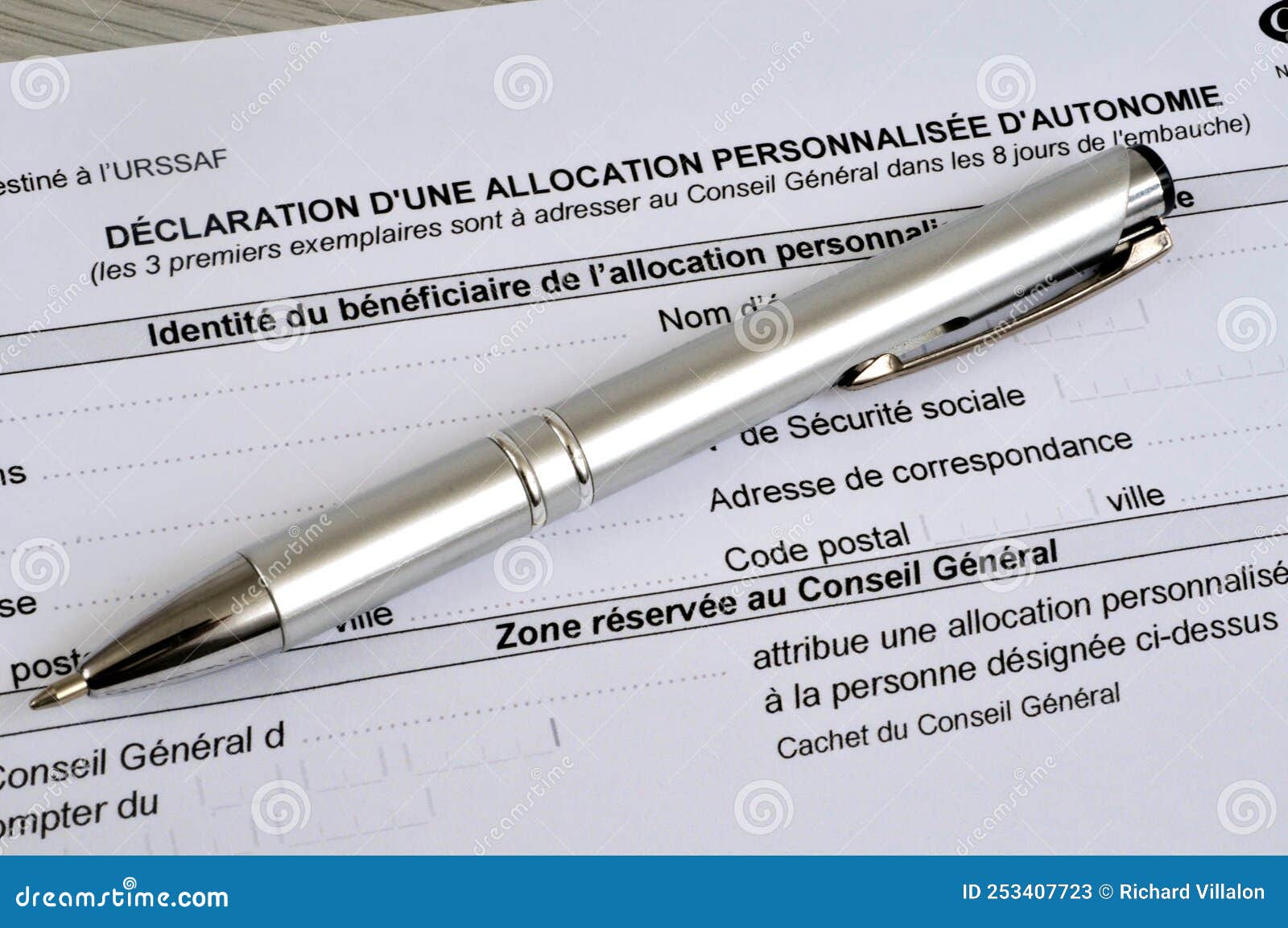 French Declaration Form for a Personalized Autonomy Allowance with a ...