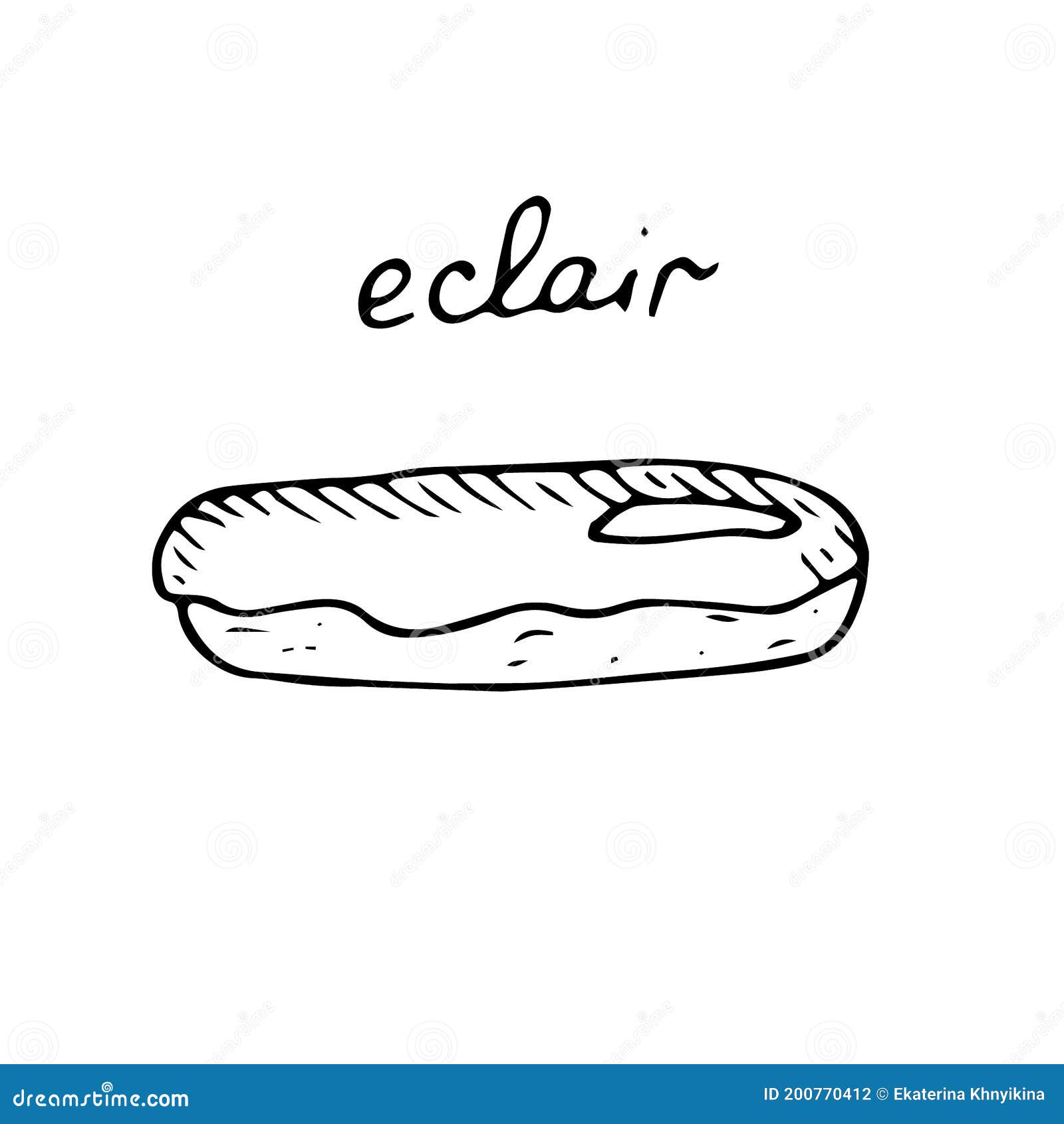 Eclair Hand Drawn Sketch Isolated On White. Vector Illustration Of ...