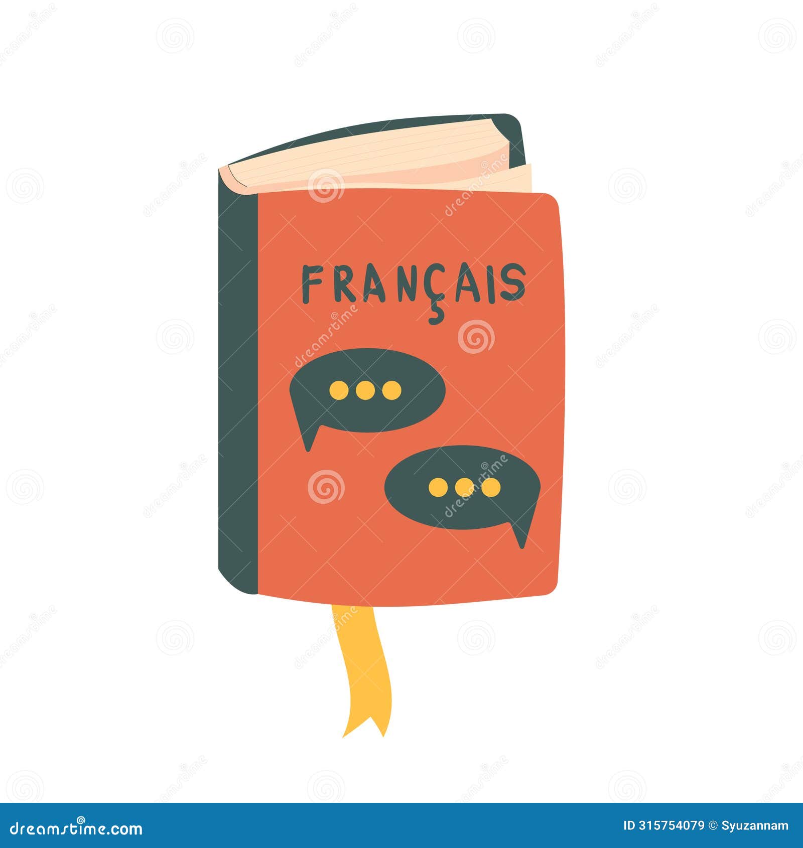 French Dictionary Isolated on White Background. Vector Flat ...