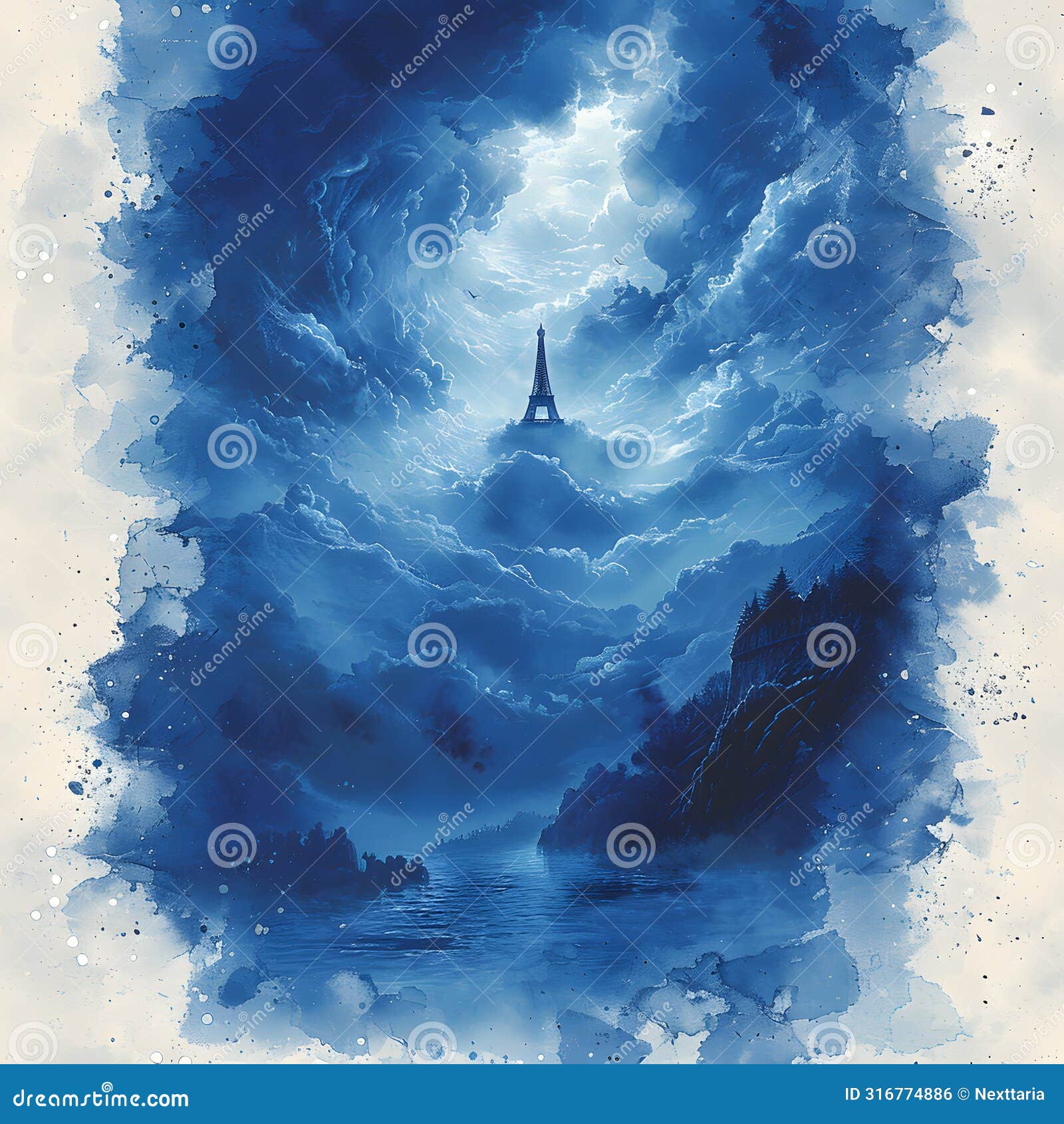 French Digital Map Background with Whimsical Gradient Stock ...