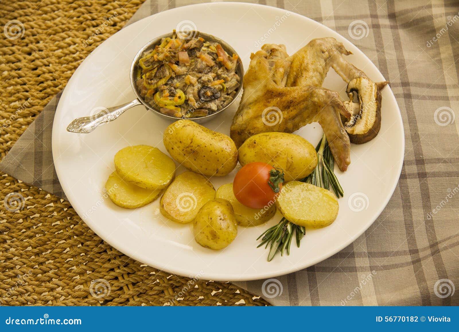 French Dinner of Potato and Julienne Stock Photo - Image of delicious ...