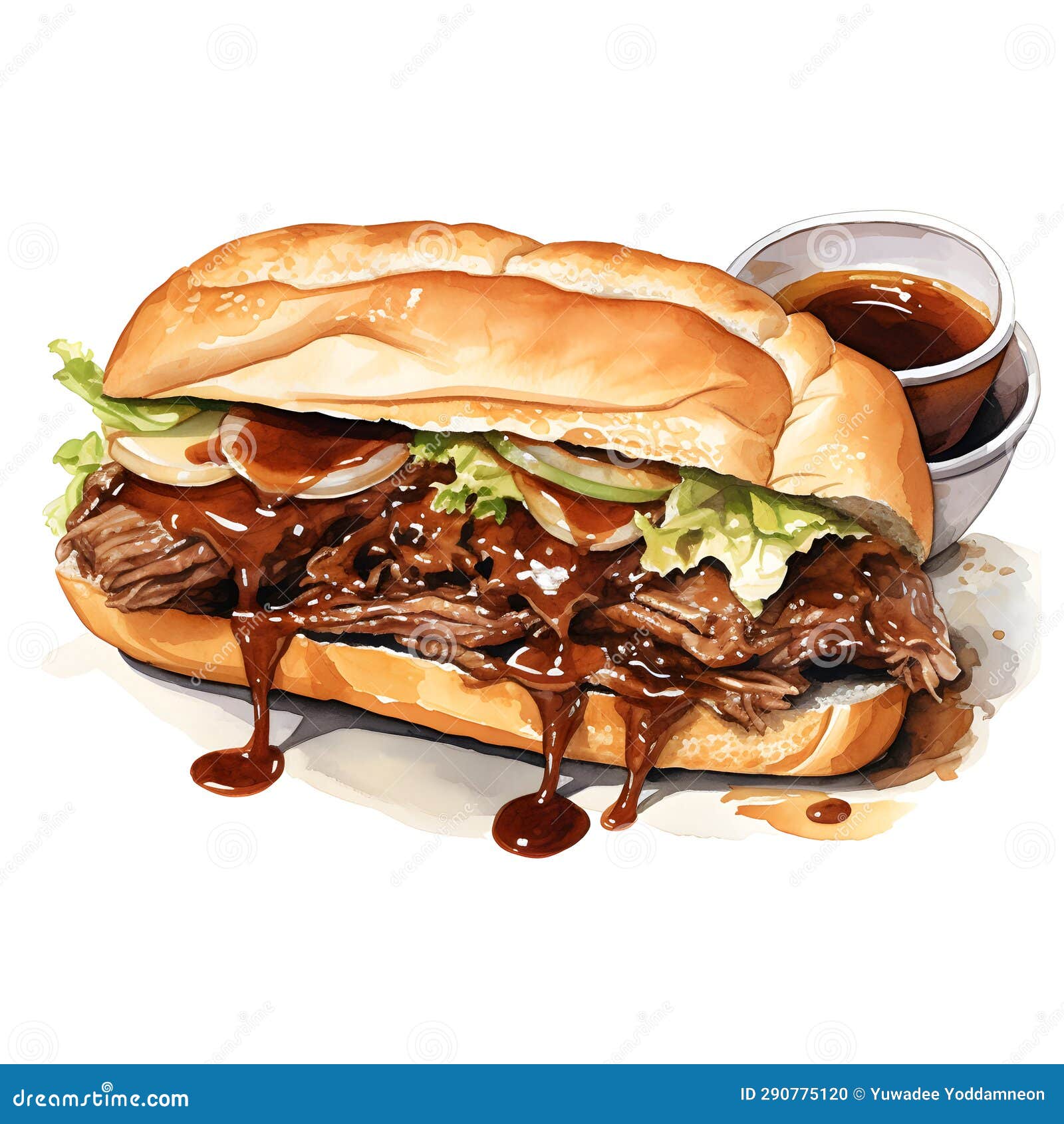 French dip Sandwich stock illustration. Illustration of cucumber ...