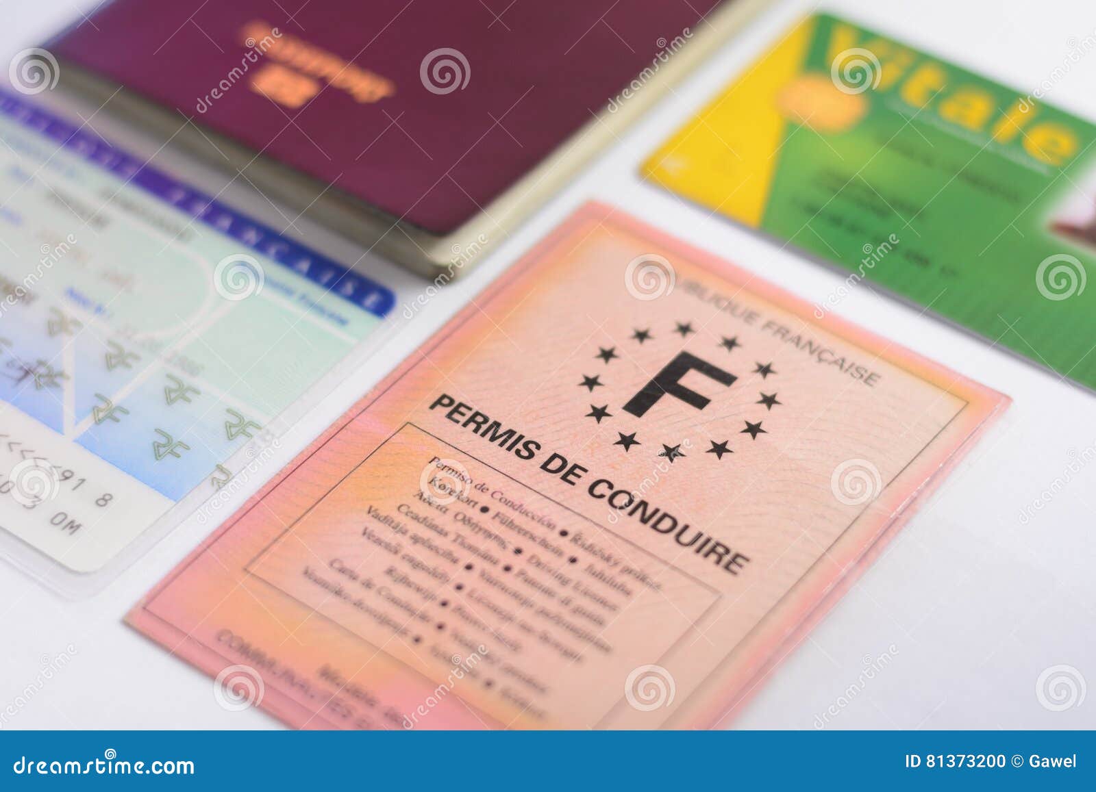 French Driver Licence and Identity Paper and Cards Stock Photo - Image ...