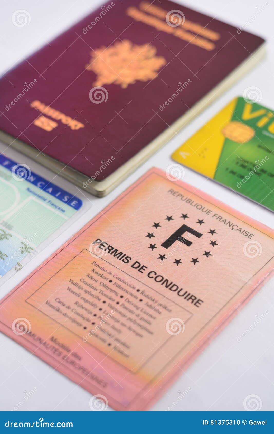 French Driver Licence and Identity Paper and Cards Stock Photo - Image ...