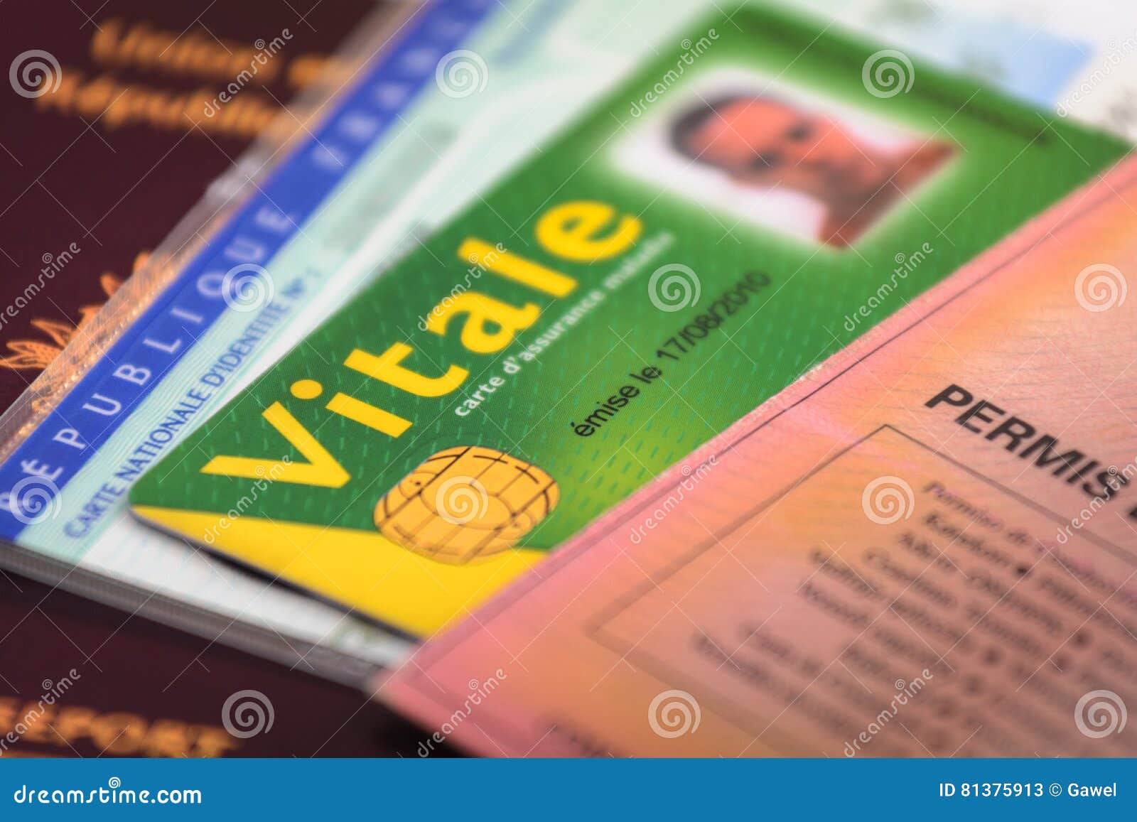 French Driver Licence and Identity Paper and Cards Stock Image - Image ...