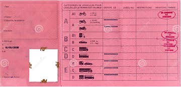 A French / European Driving License, Inside Page with Description of ...