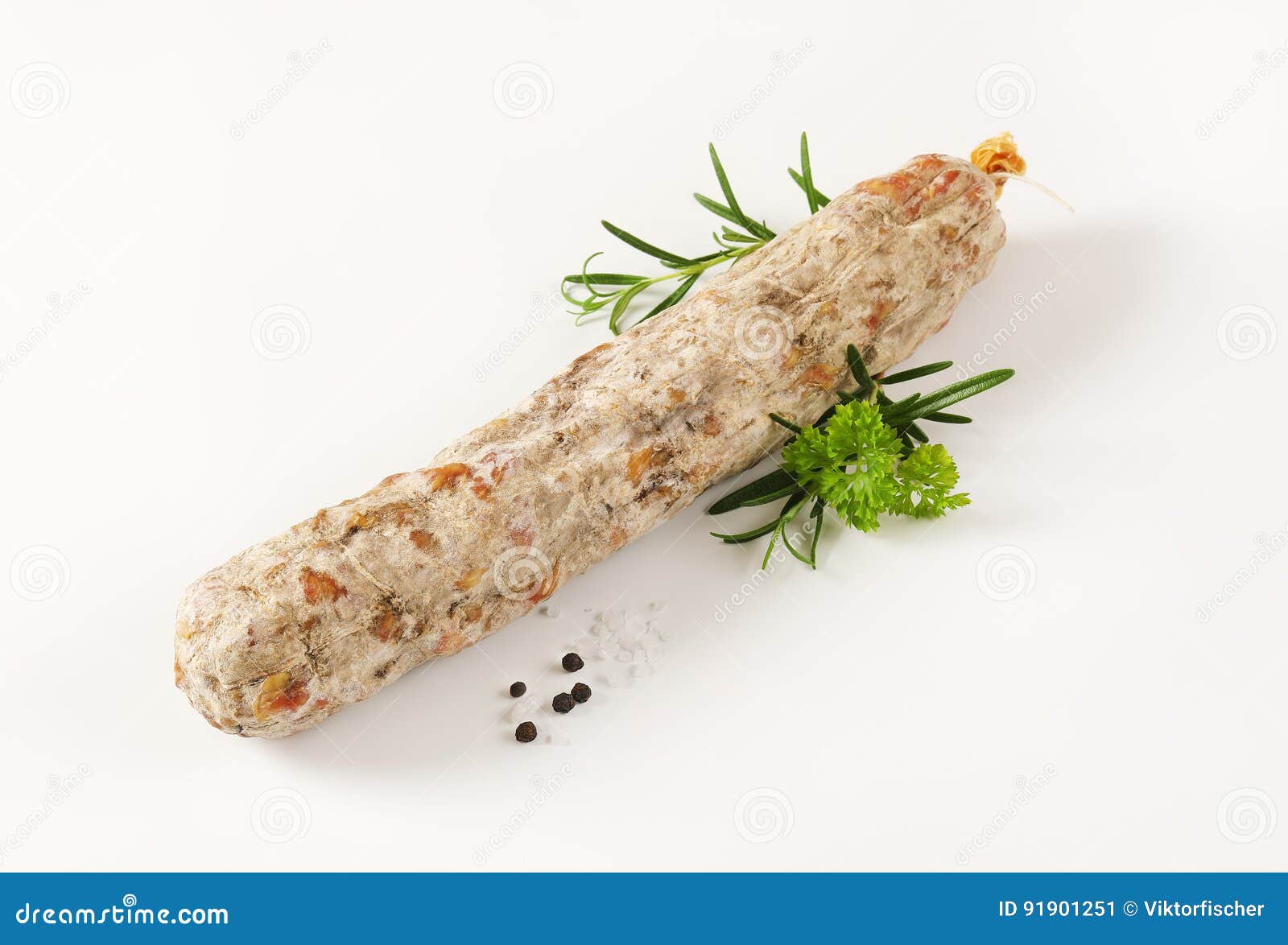 French Dry Cured Sausage with Spices Stock Image - Image of sprig ...