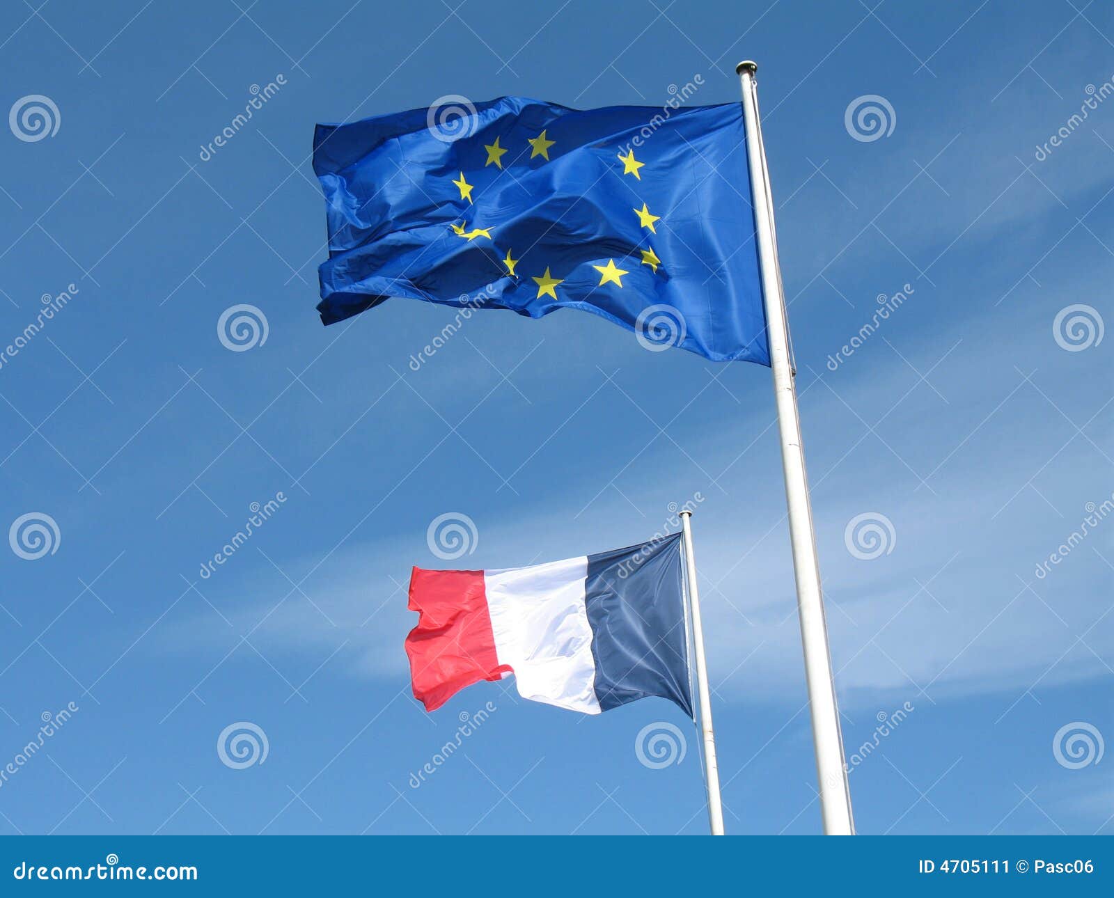 French and European Flags in the Sky Stock Image - Image of countries ...