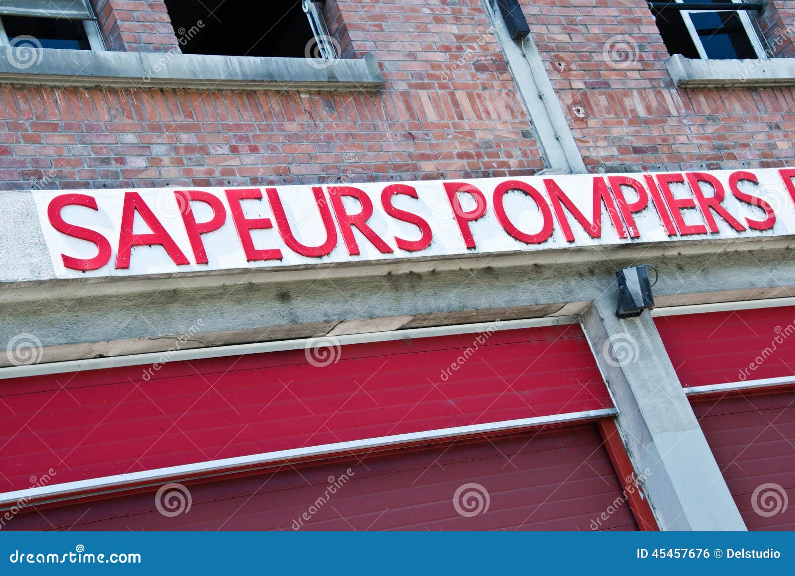 French fire station sign stock photo. Image of service - 45457676