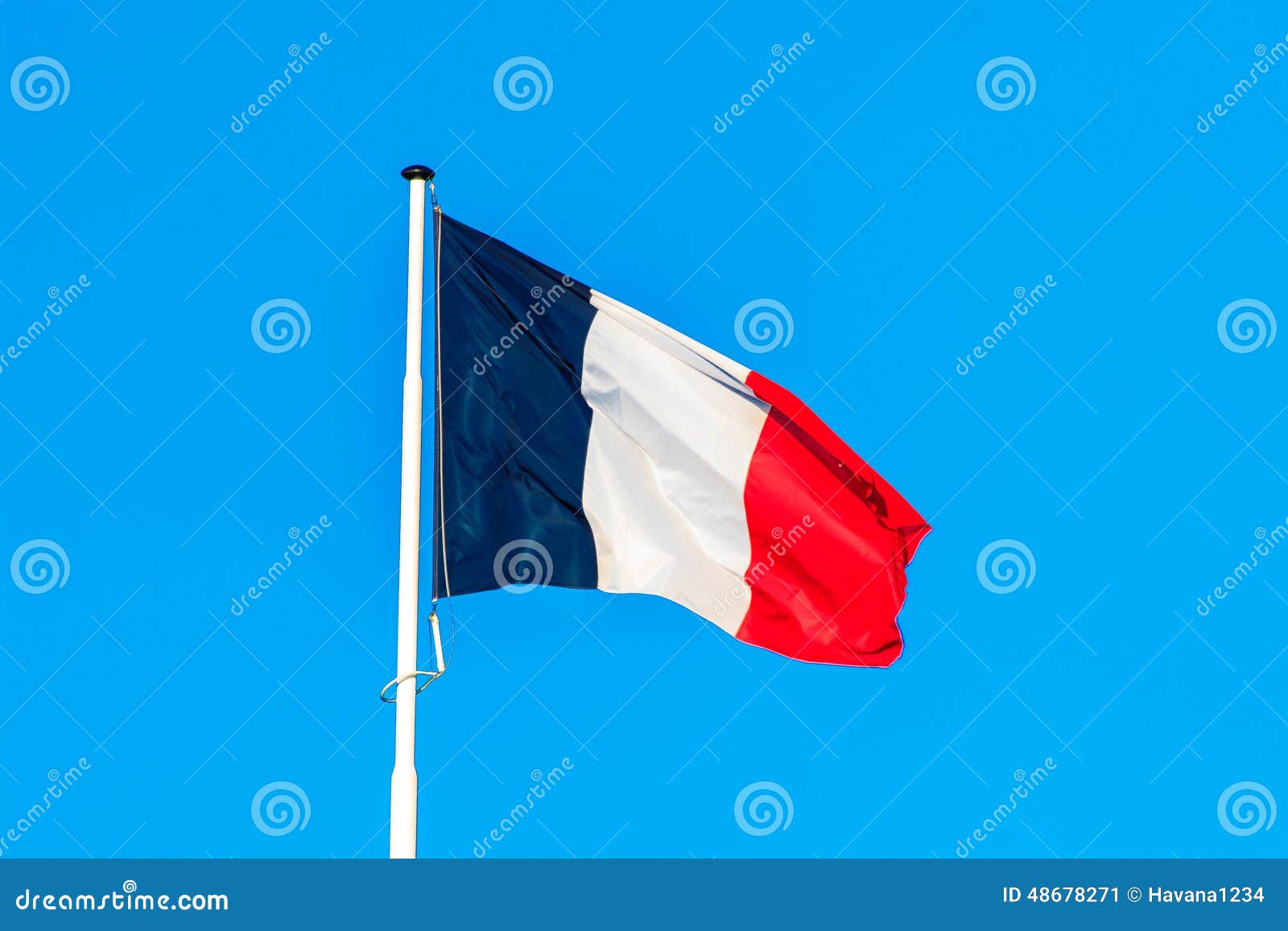 The French Flag with Blue Sky in the Background. Stock Image - Image of ...