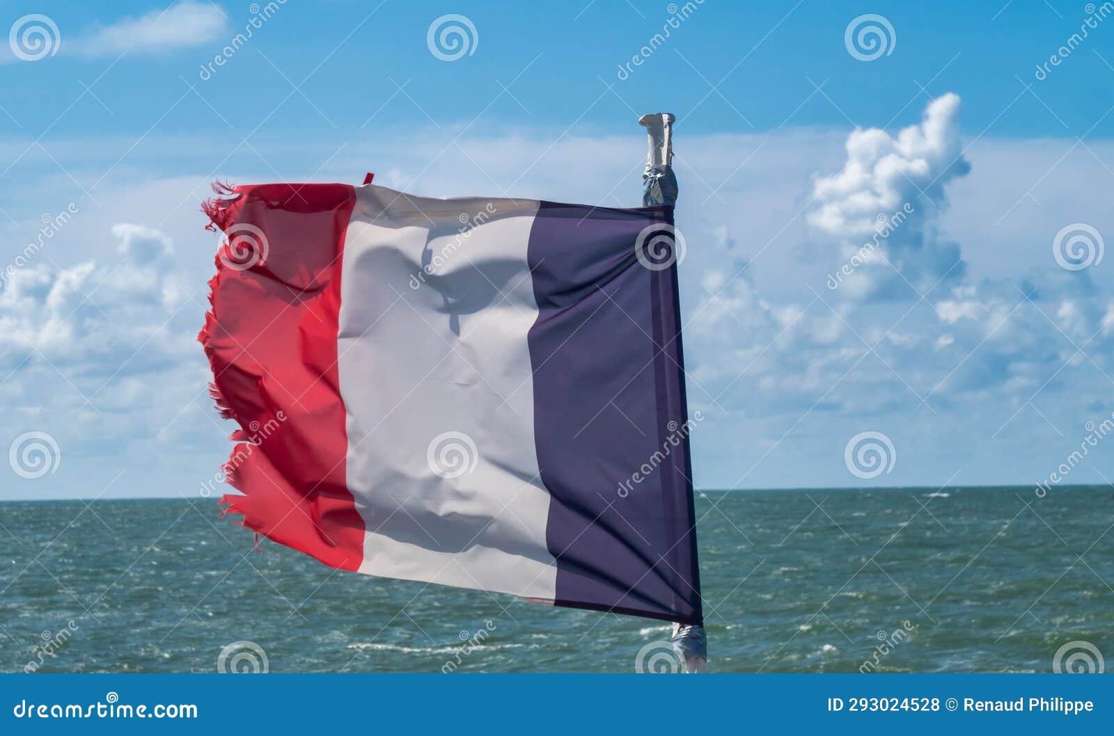 French Flag on Boat in the Middle of the Atlantic Ocean Stock Photo ...