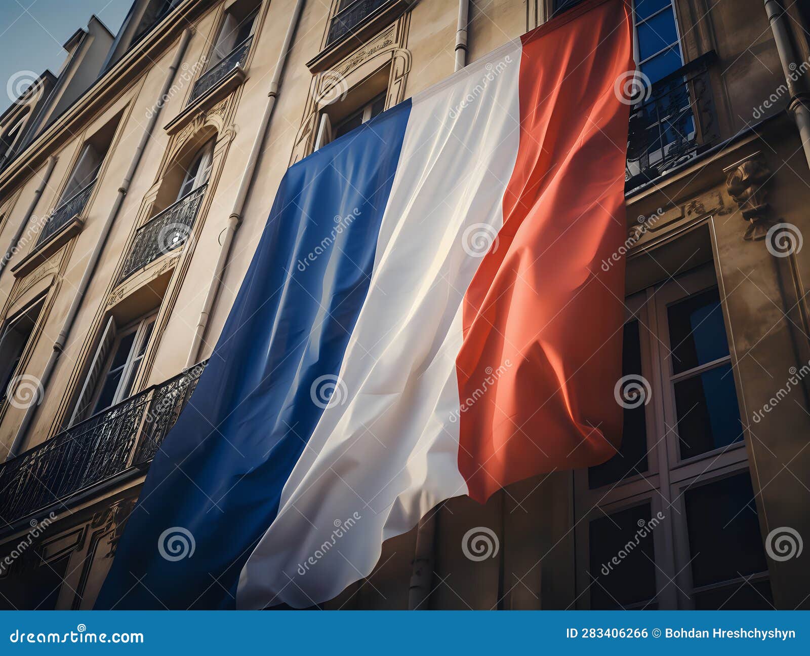 The French national flag. stock illustration. Illustration of banner ...