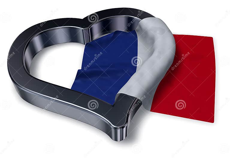 French Flag and Heart Symbol Stock Illustration - Illustration of heart ...
