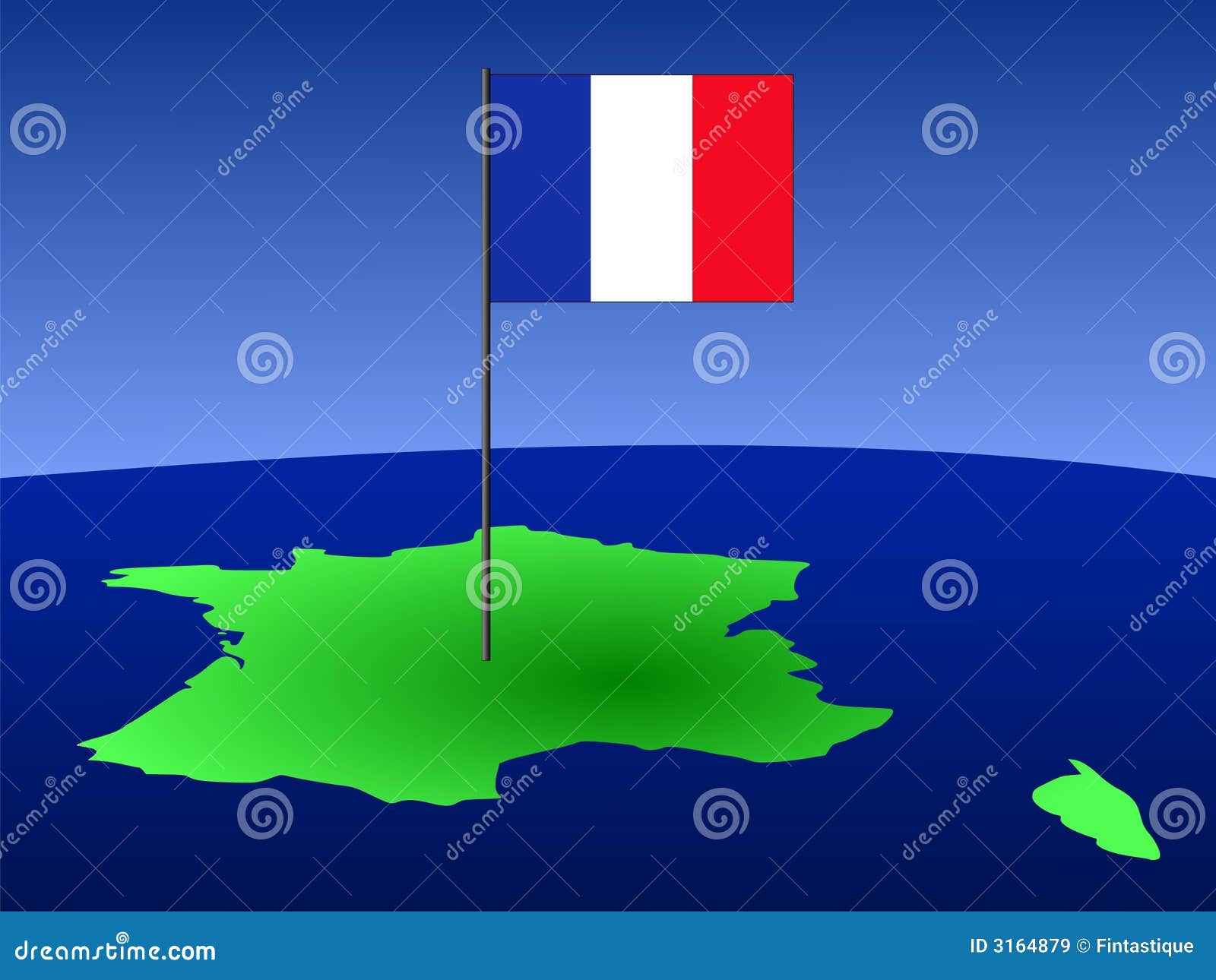 French flag on map stock vector. Illustration of symbol - 3164879
